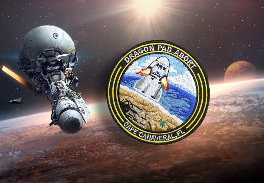 SpaceX Space Mission Dragon pad abort sew-on embroidered sleeve patch ...